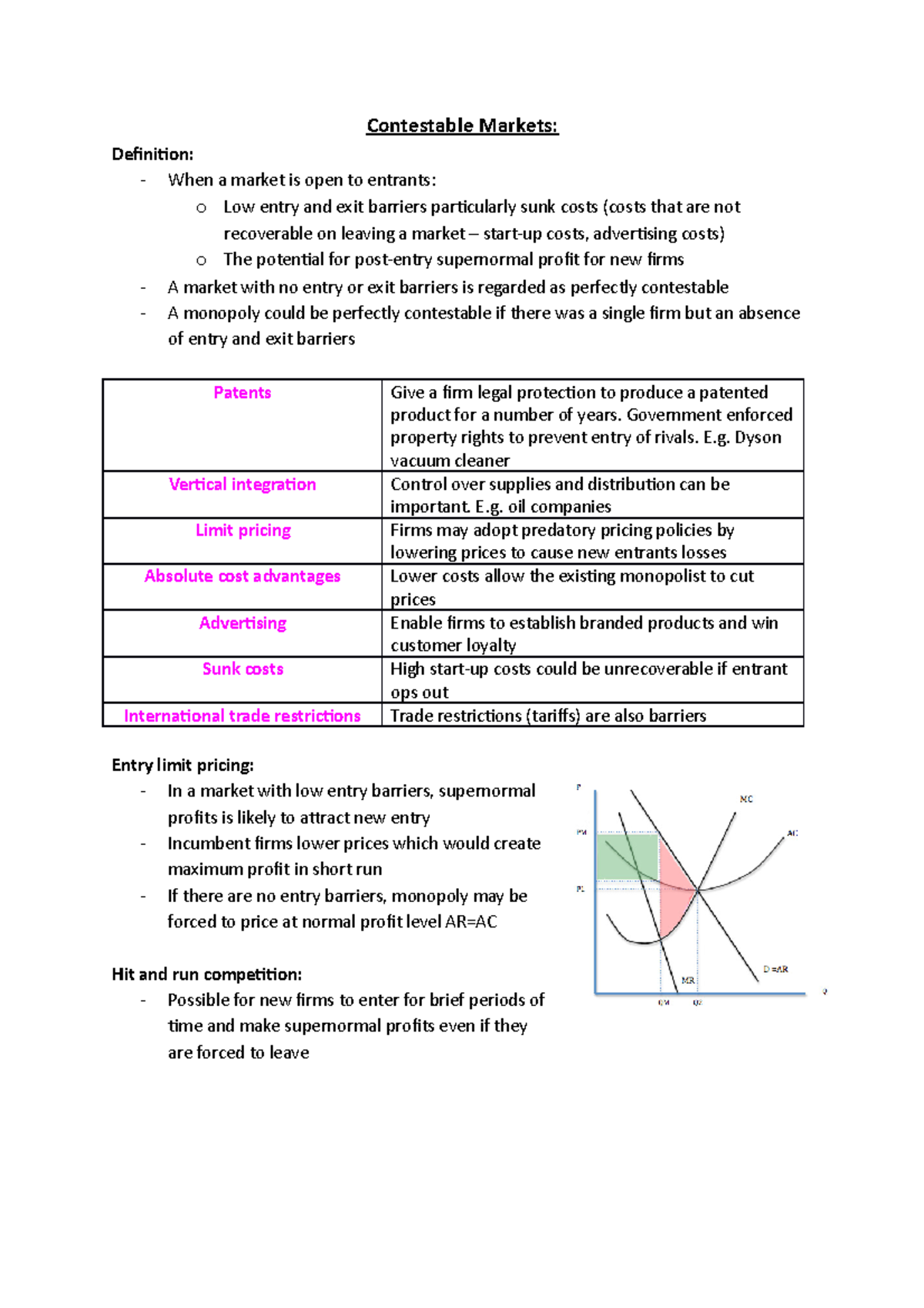 Contestable Markets - Contestable Markets: Definition: - When a market ...