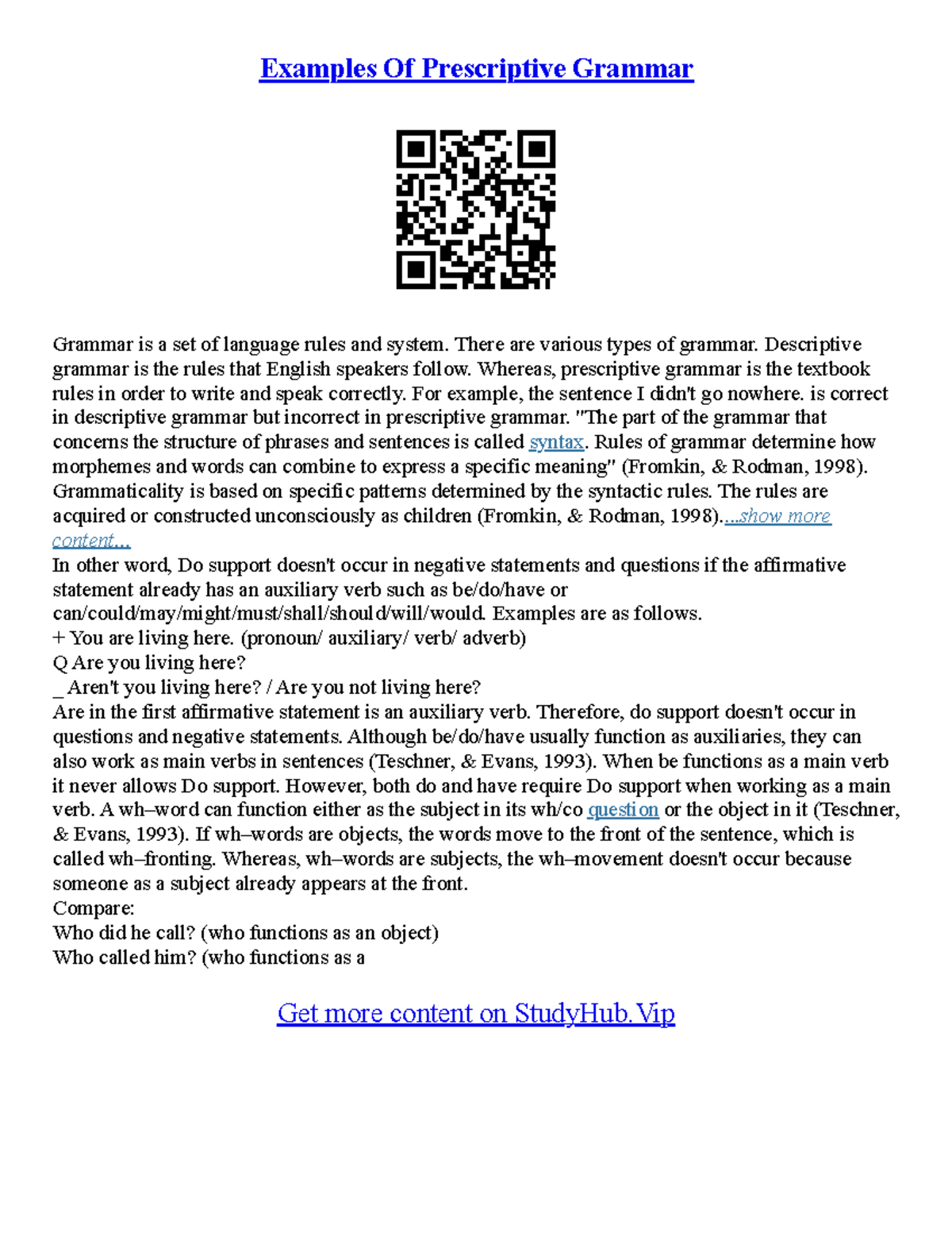 English Essay Samples - Examples Of Prescriptive Grammar Grammar is a ...