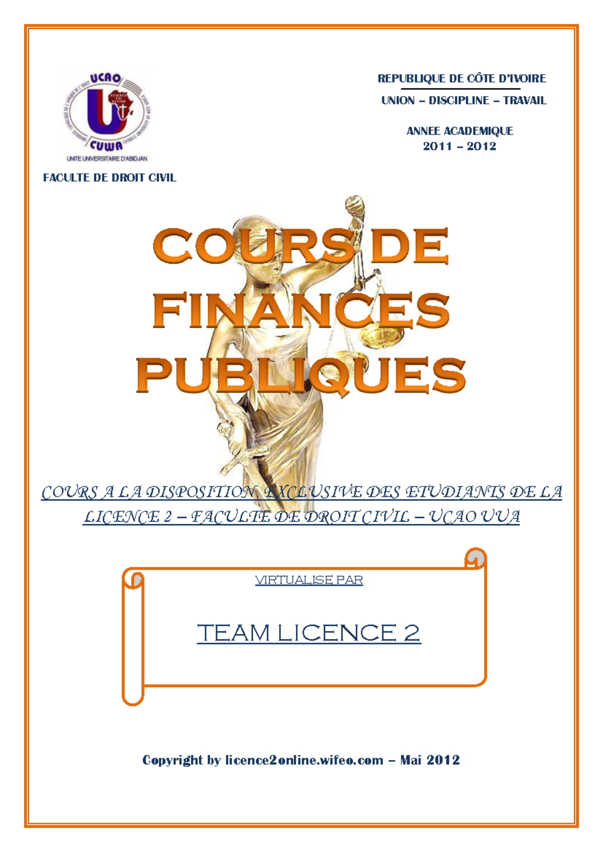 Cours de Finances publiques - SEKA Paul - REPUBLIQUE DE CÔTE D’IVOIRE ...