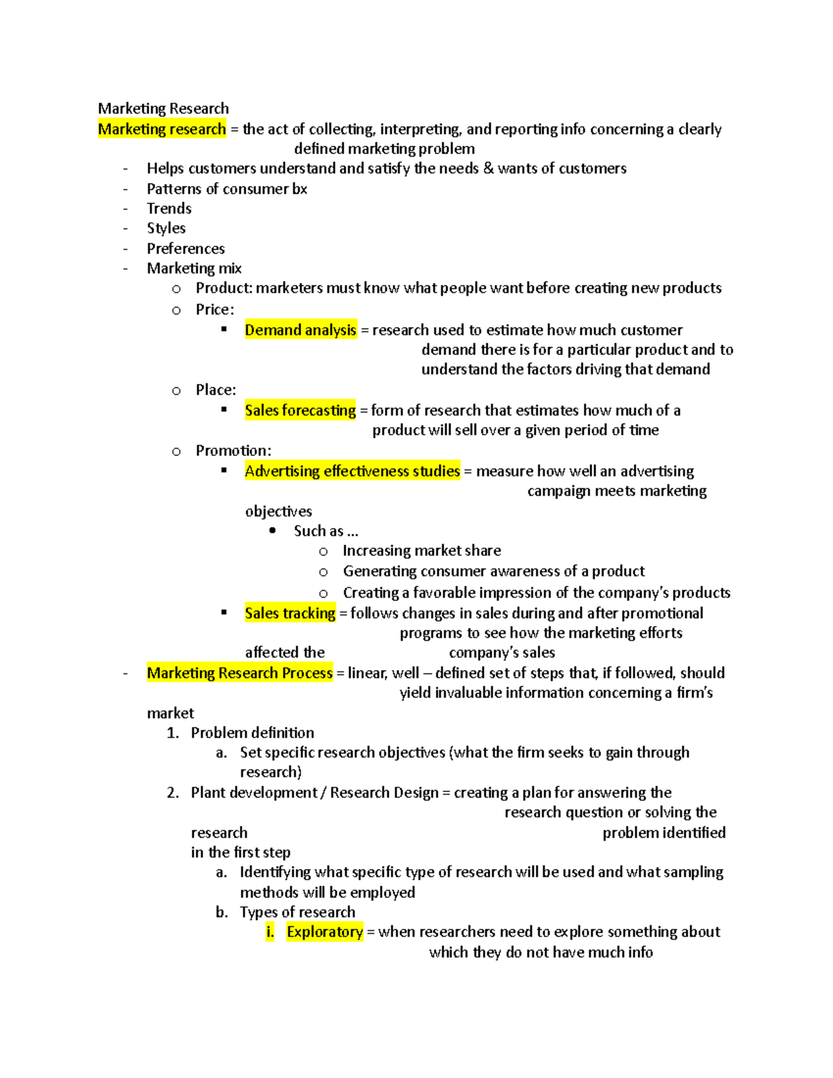 Unit 2 - Unit 2 notes - Marketing Research Marketing research = the act ...