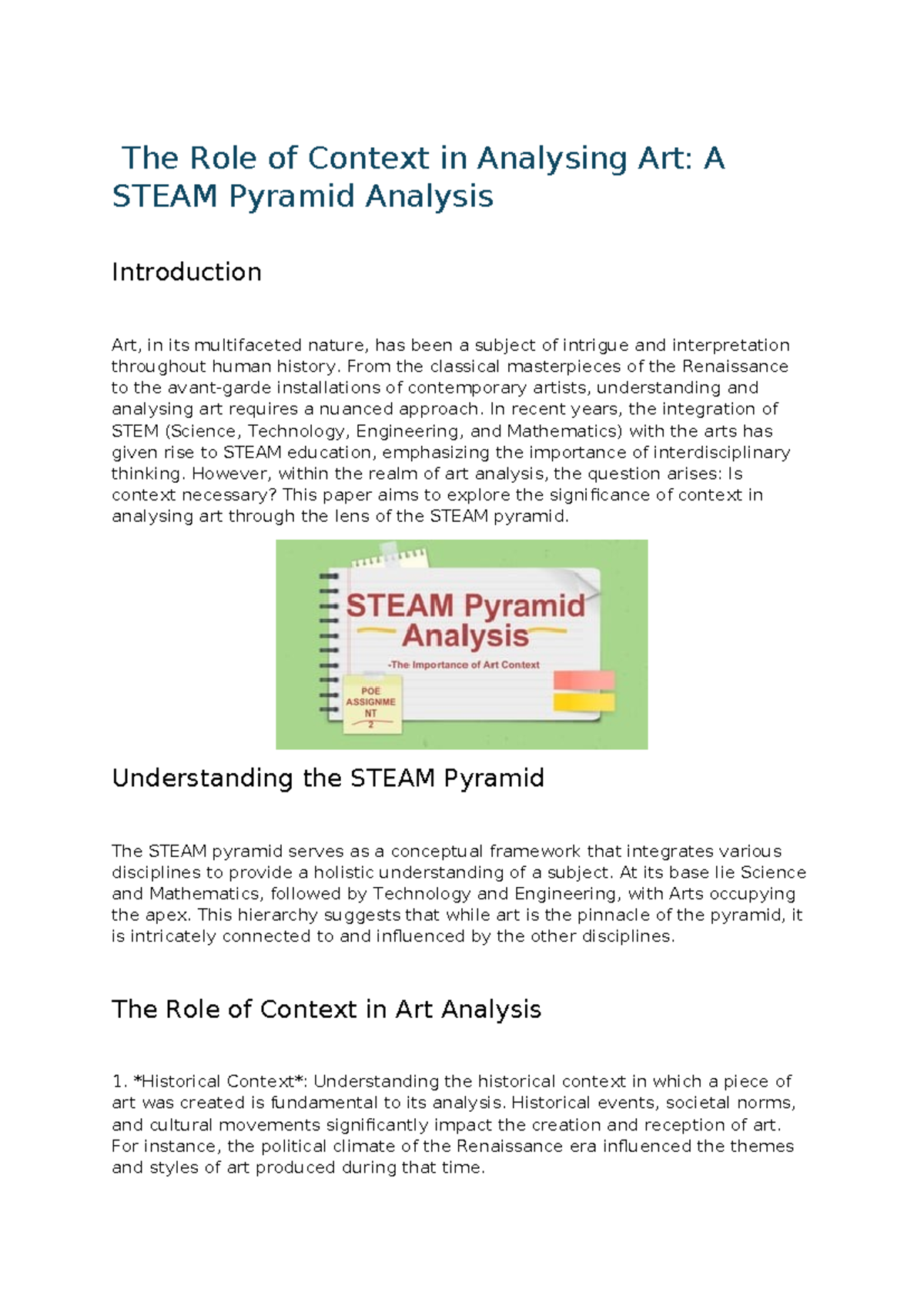 Poepractice-2 - tutorial work - The Role of Context in Analysing Art: A STEAM Pyramid Analysis ...