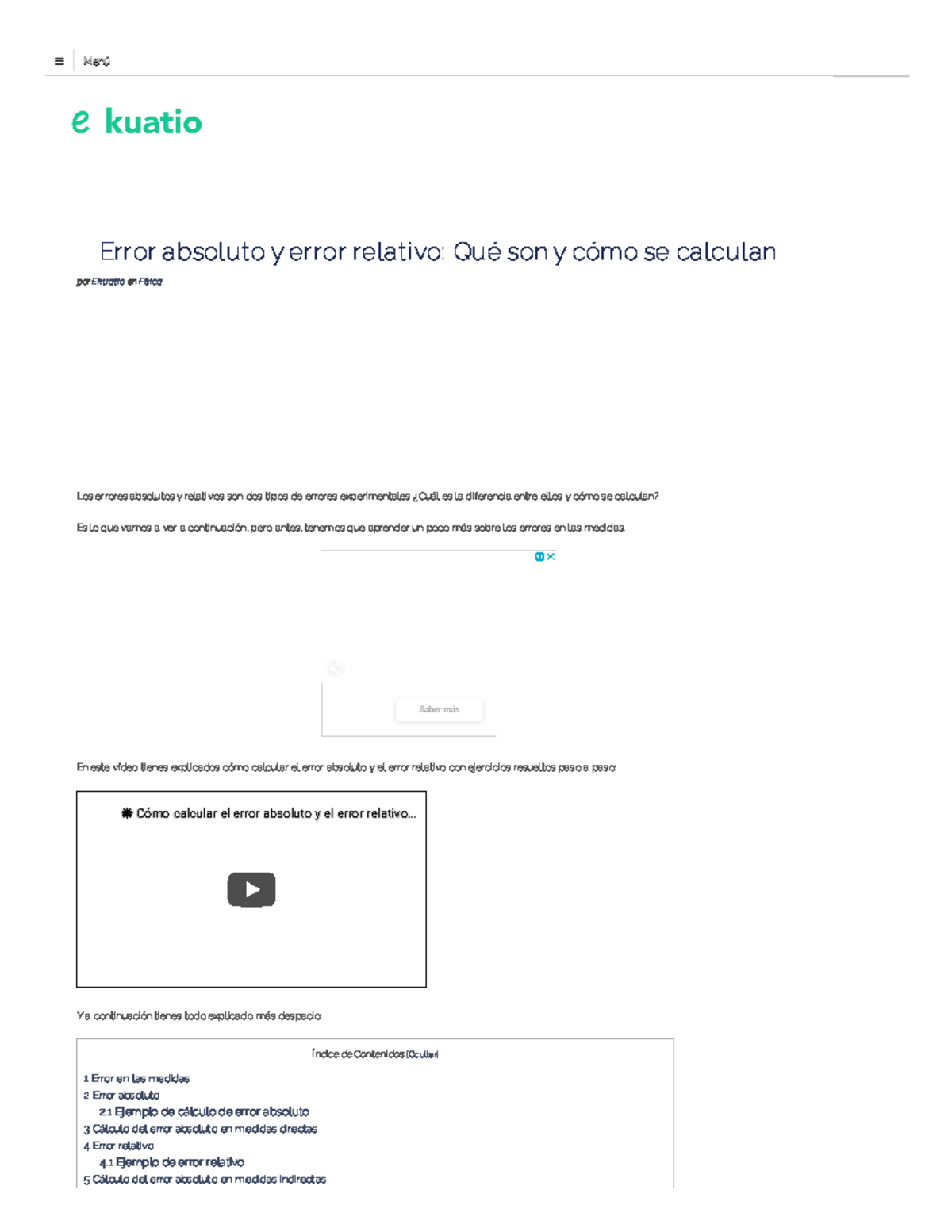 Error absoluto y error relativo Qué son y cómo se calculan - estatica ...