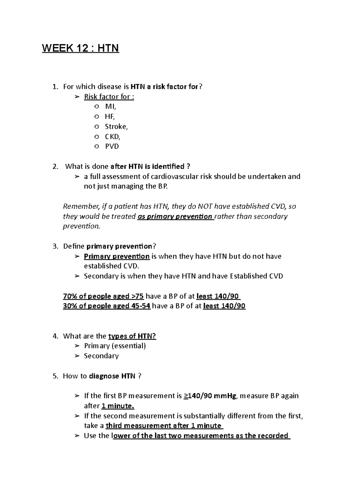WEEK 12 HTN - Lecture notes htn - WEEK 12 : HTN For which disease is ...