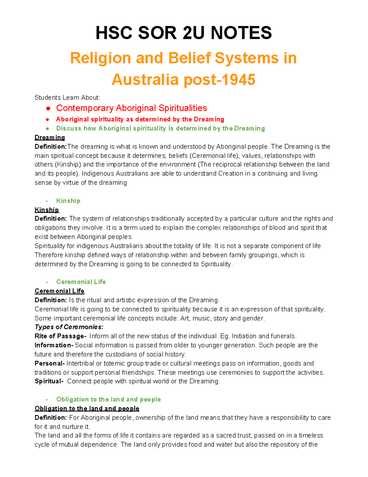HSC-Rel-Full-Course-Notes- Sorii - HSC SOR 2U NOTES Religion and Belief ...