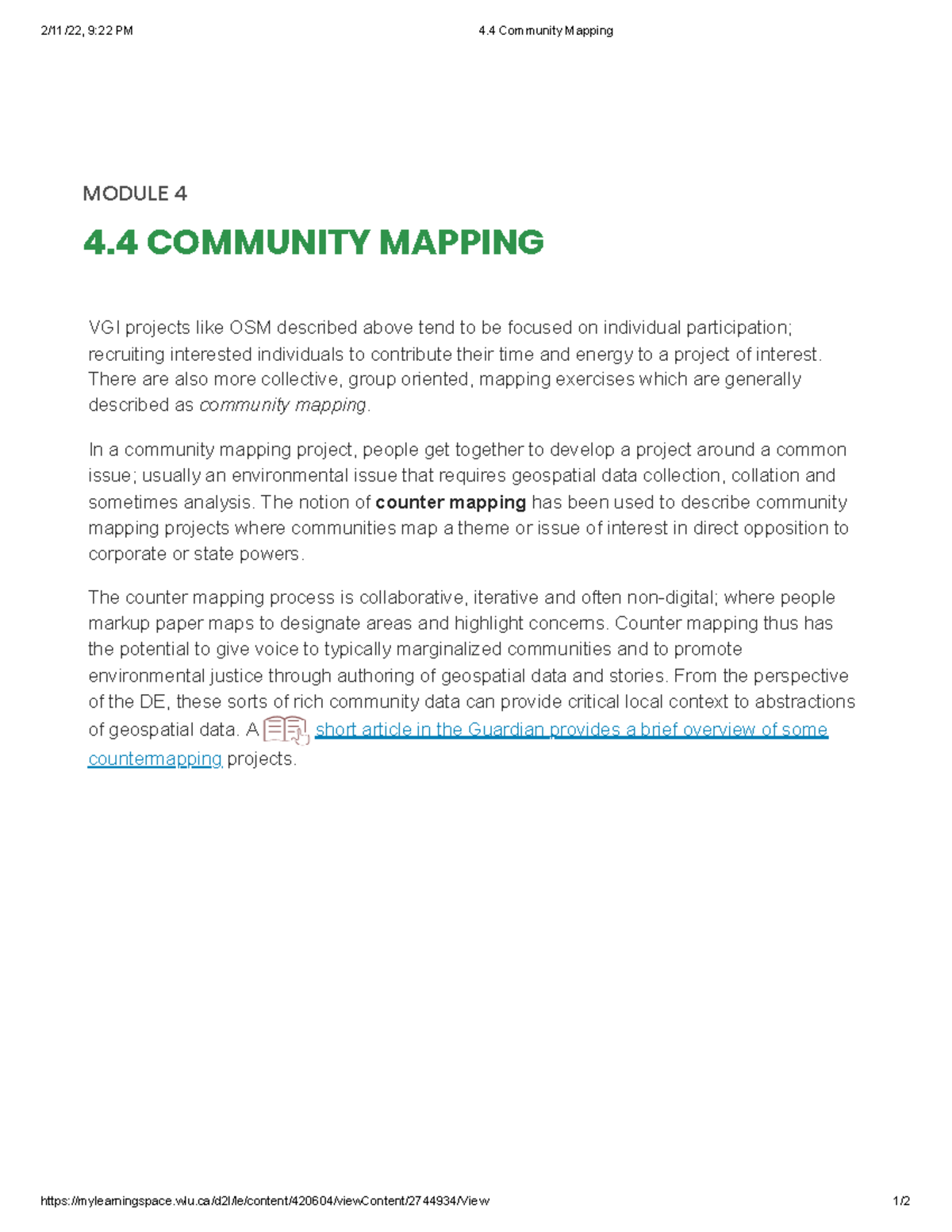 4.4 Community Mapping - GESC-151-OC1 - Our Digital Earth - 2/11/22, 9 ...
