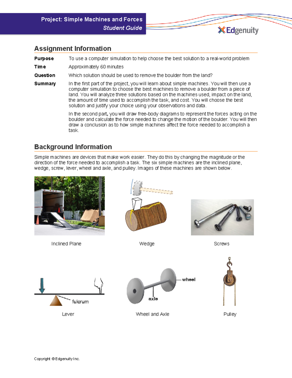 Project-Simple Machines and Forces-Student Guide - Project: Simple ...