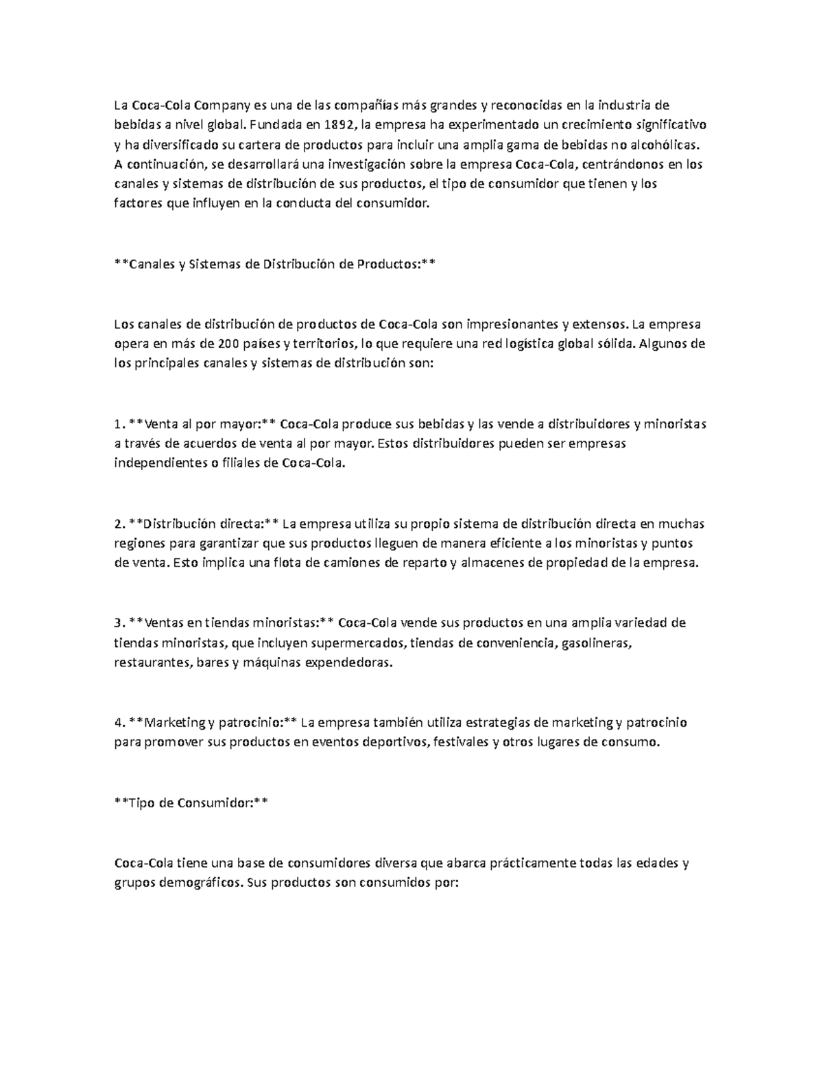 La Coca - Información para proyecto modular - La Coca-Cola Company es una de las compañías más ...