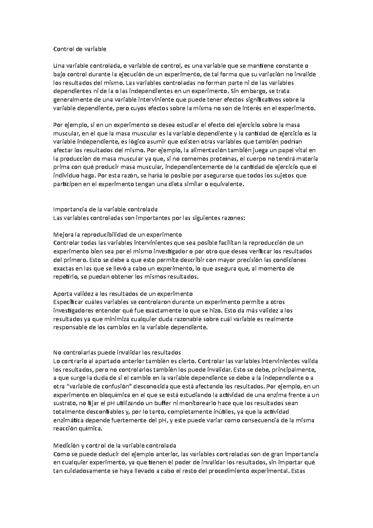 Control de variable - trabajos y formatos - Control de variable Una ...