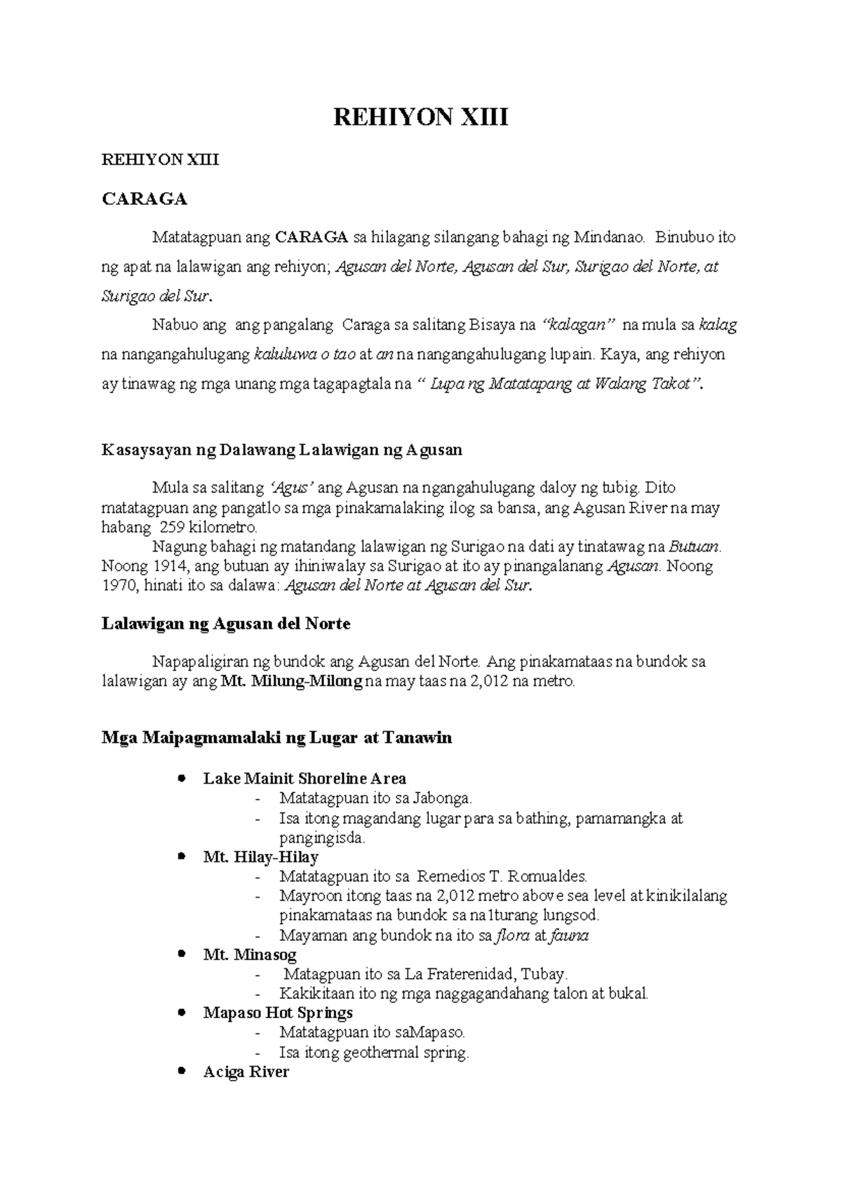 422230518 Labinay Aiza D Rehiyon XIII docx - REHIYON XIII REHIYON XIII ...