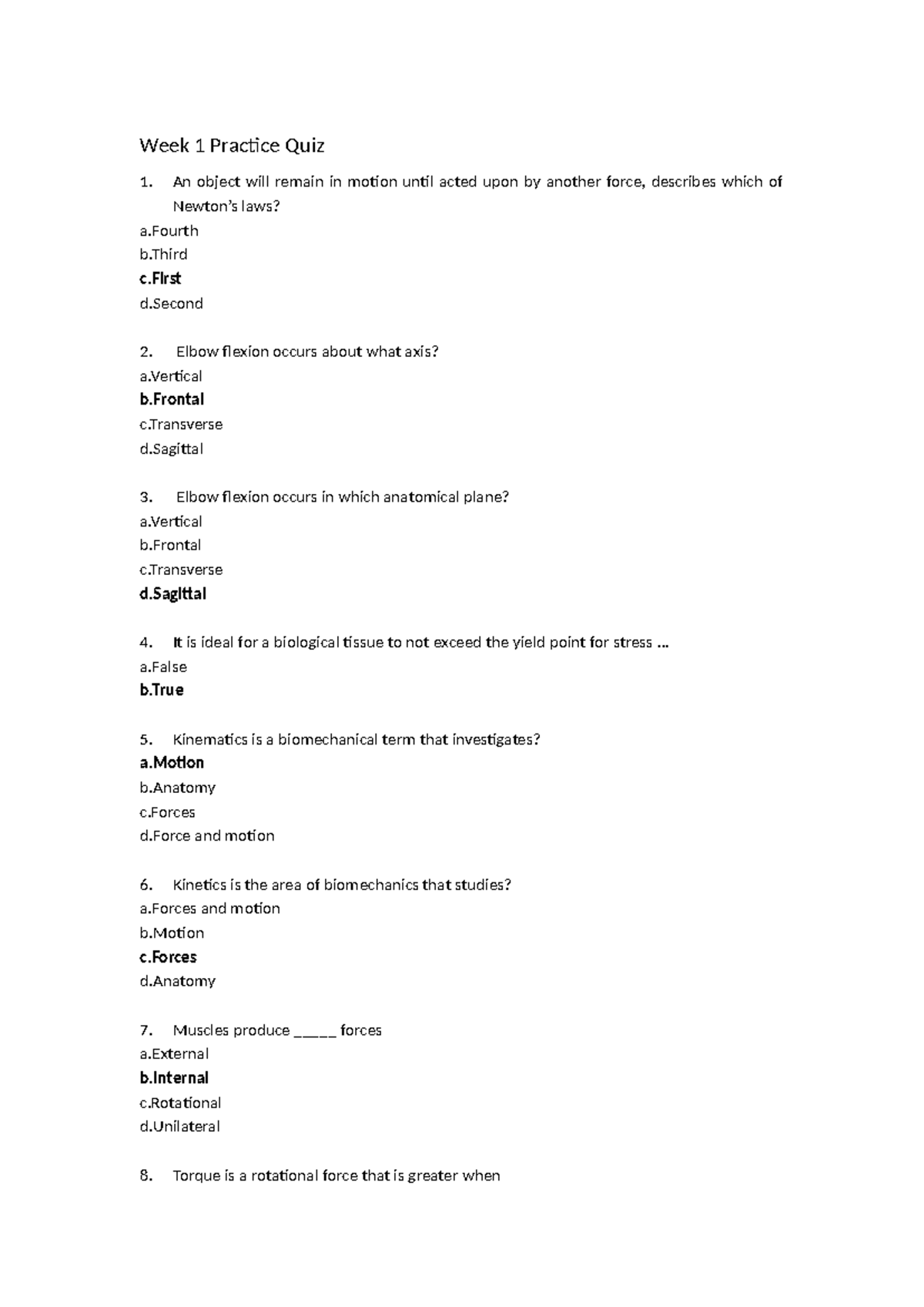 MCQ Practice Quiz - MCQ - Week 1 Practice Quiz An object will remain in ...