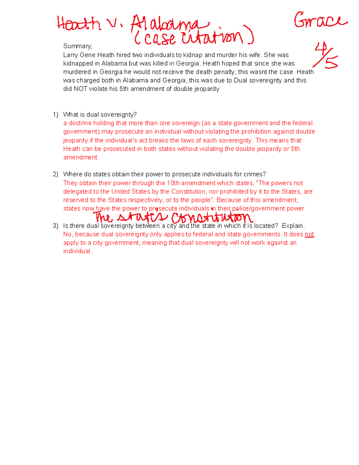 Heath v. Alabama - provides a summary/facts about this case along with ...