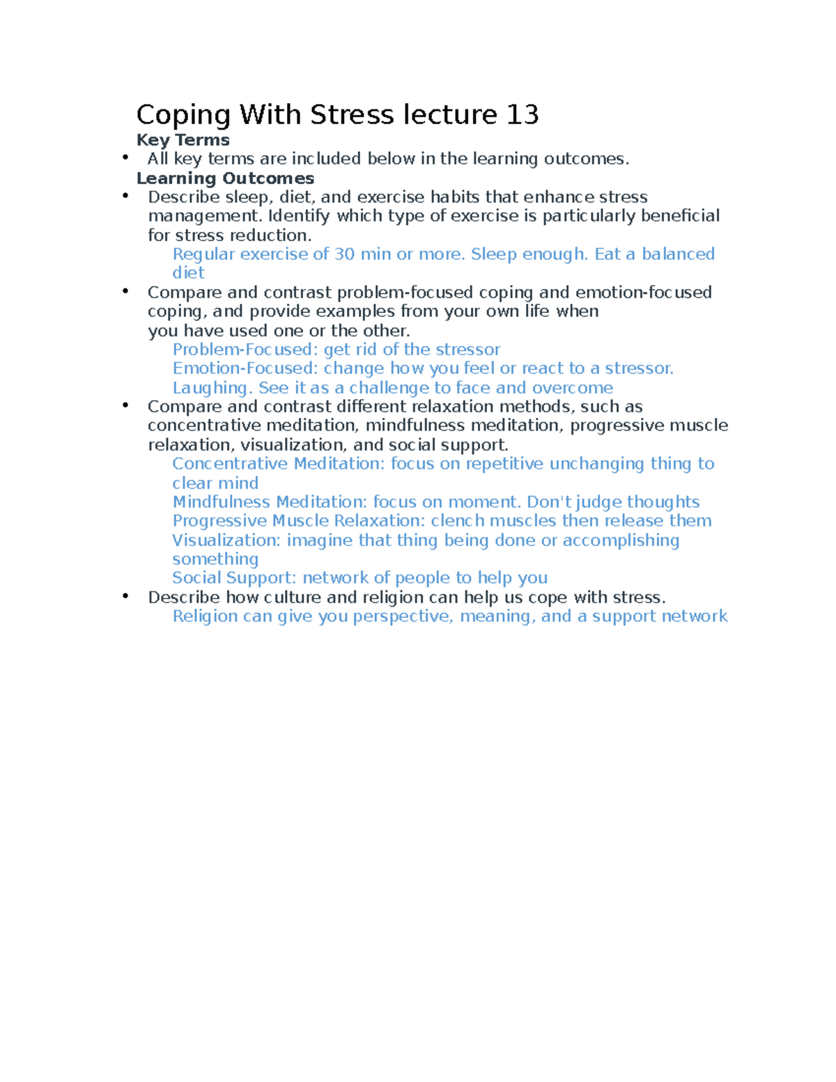 Coping With Stress lecture 13 - Psych 111 - BYU - Studocu