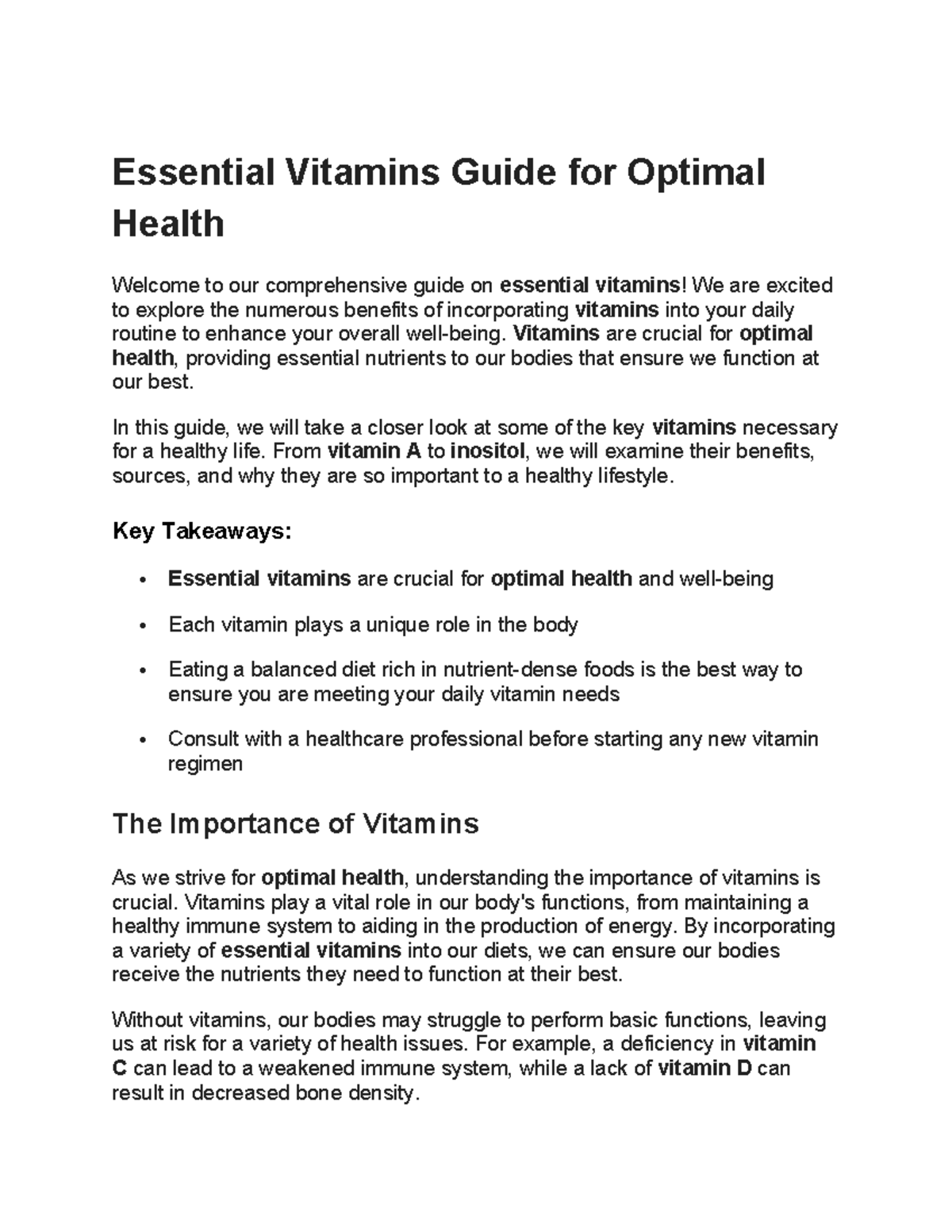 Essential Vitamins Guide for Optimal Health - Essential Vitamins Guide ...