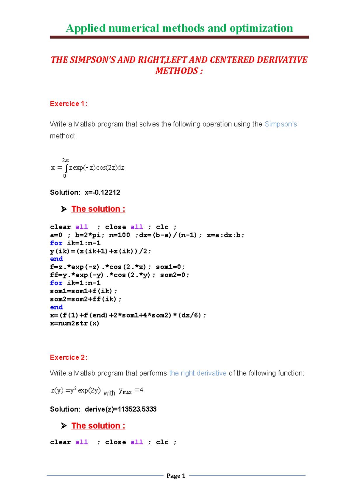 THE Simpson’S AND Right,LEFT AND Centered Derivative Methods - Applied ...