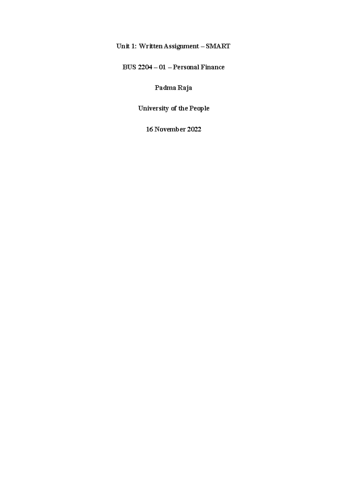 Unit 1 Written Assignment Alice and Smart - Unit 1: Written Assignment – SMART BUS 2204 – 01 ...