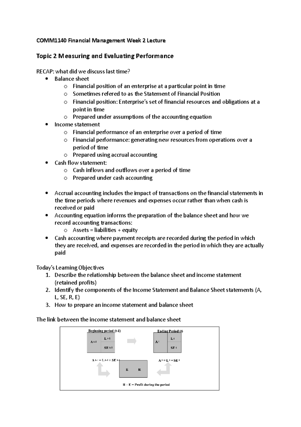 COMM1140 Week 3 Lecture - COMM1140 Financial Management Week 2 Lecture ...