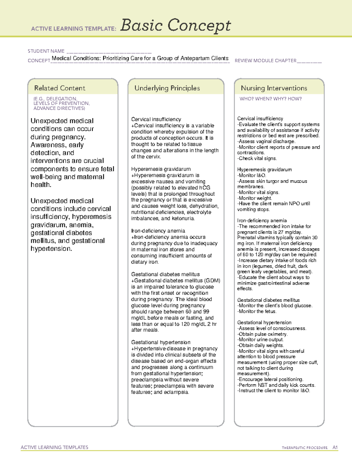 Prioritizing Care Antepartum SA - NURS 242 - ACTIVE LEARNING TEMPLATES ...