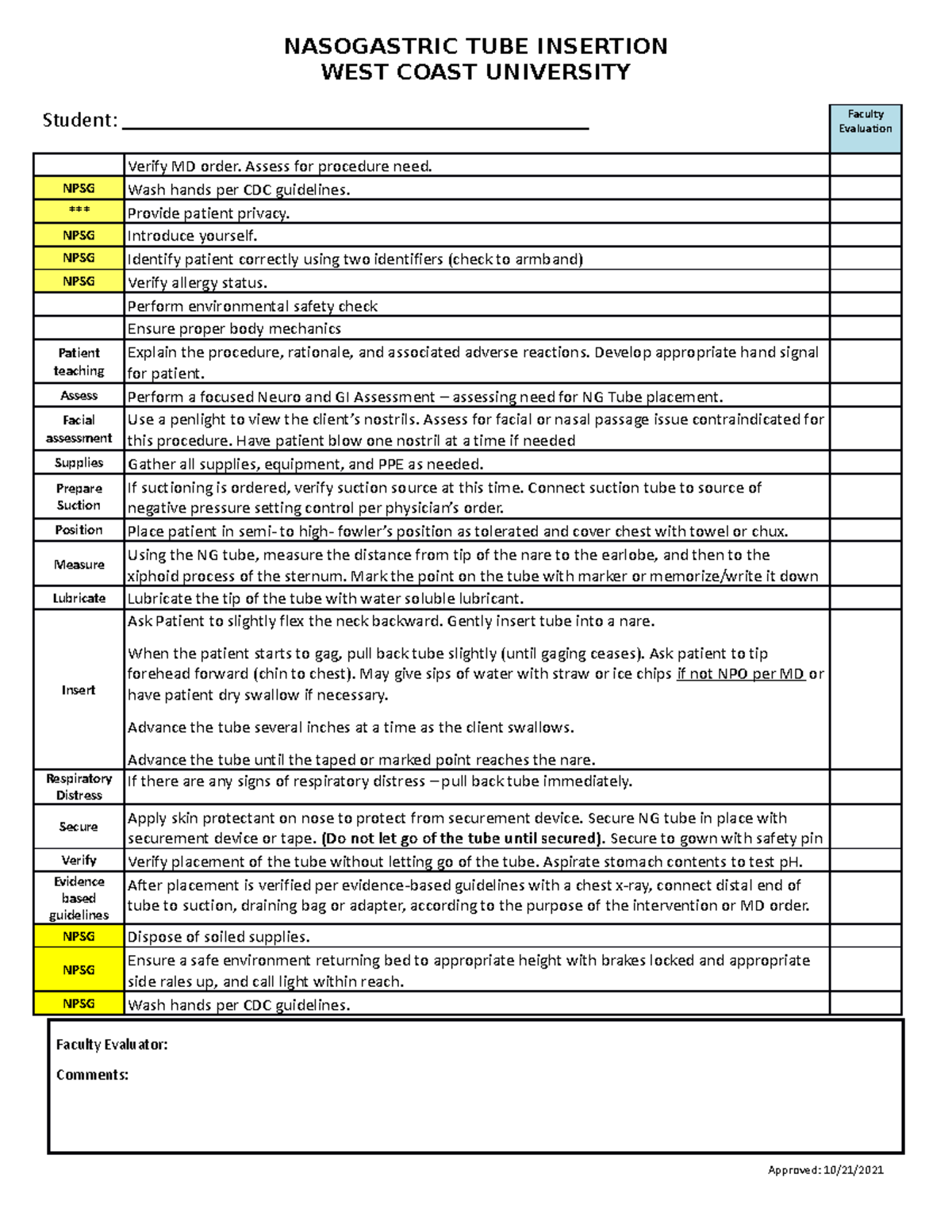NG+Tube+Insertion+Validation+Sheet - NASOGASTRIC TUBE INSERTION WEST ...
