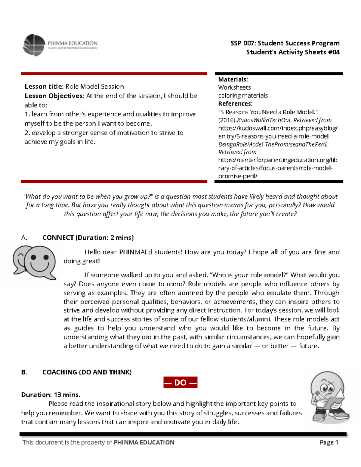 SSP007 Module-4 Role-Model-Session-1 SAS - Student’s Activity Sheets ...