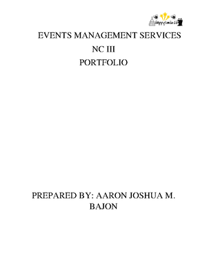 Events Management Nciii Portfolio 2 - Strategic Management - Studocu