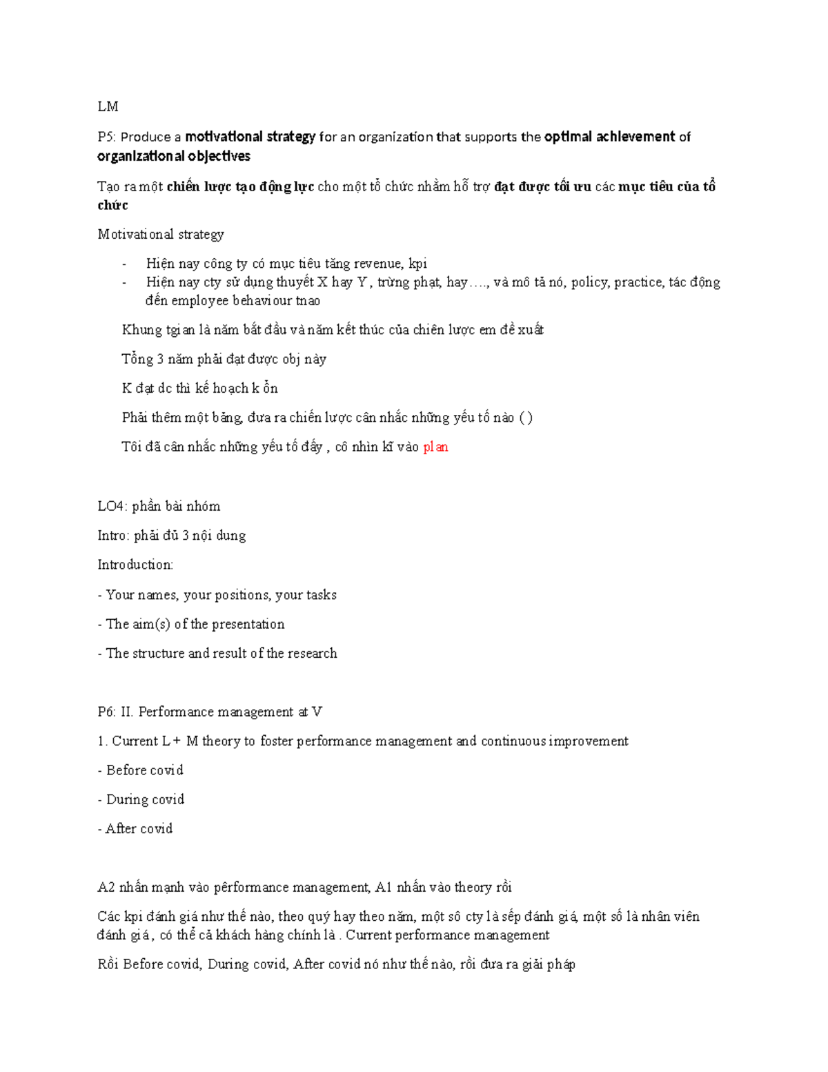 LM ghi chép - LM note claass - LM P5: Produce a motivational strategy ...