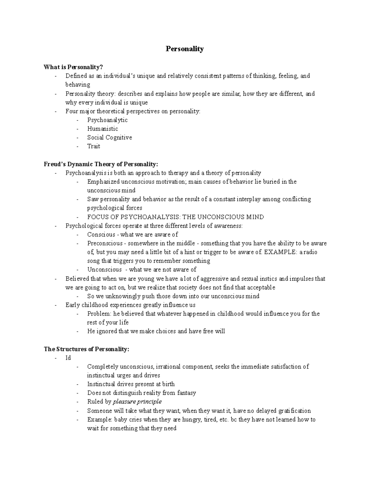 Chapter 11 Personality - Personality What is Personality? - Defined as ...