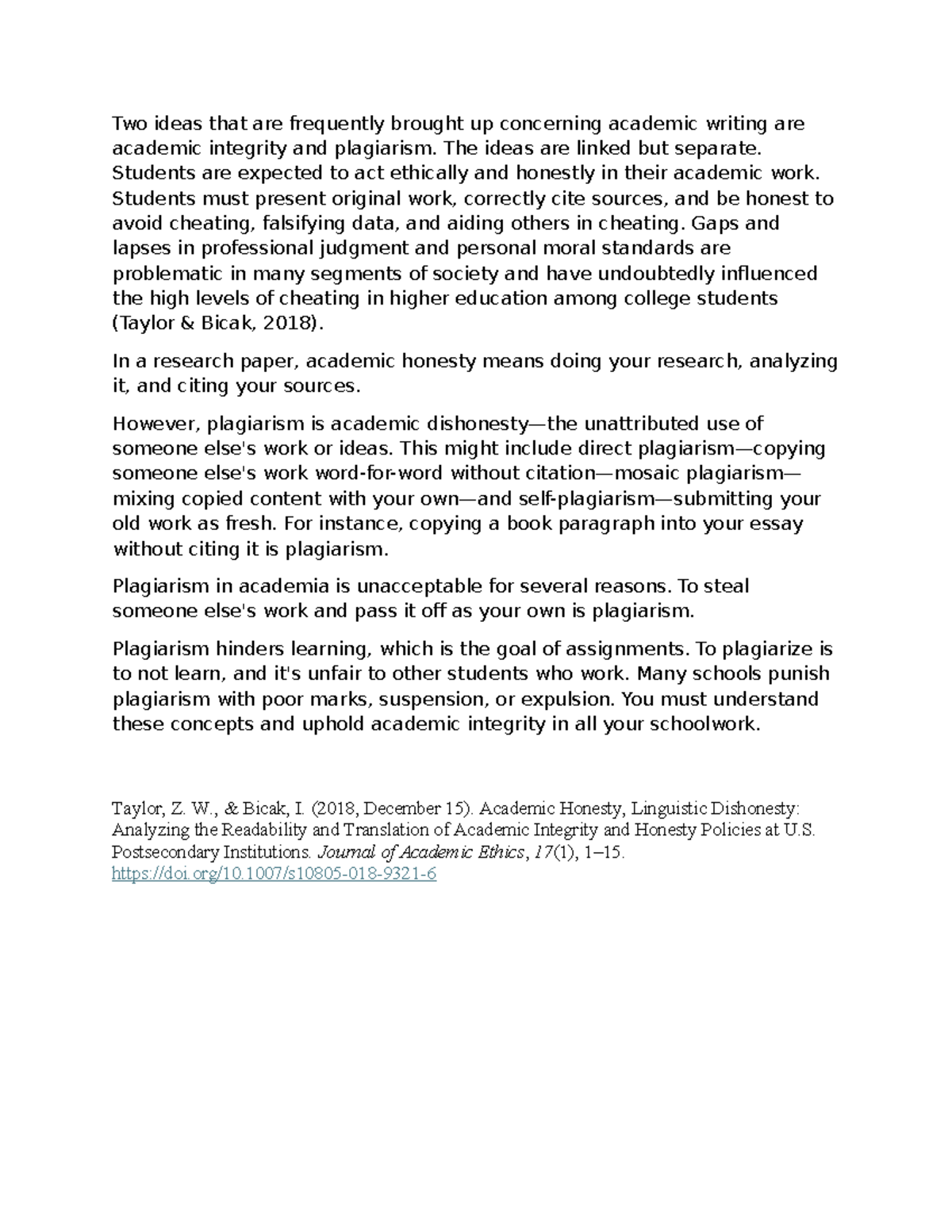 Academic honesty and plagiarism psy 510 - Two ideas that are frequently ...