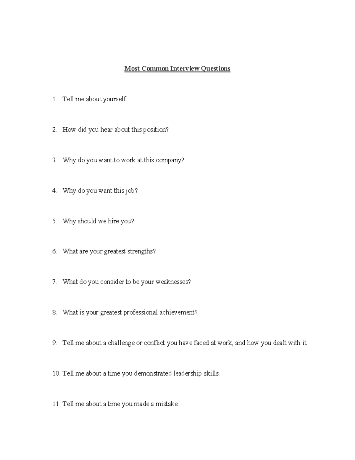 Common Interview Questions - Most Common Interview Questions Tell me ...