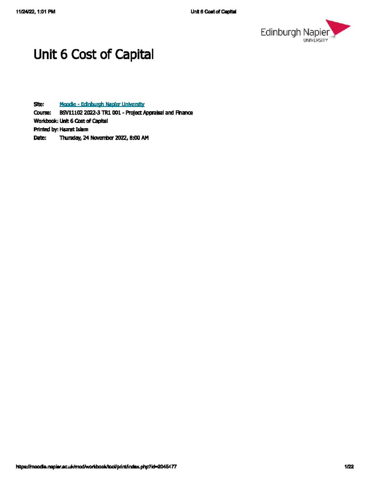Unit 6 - Cost of Capital notes - Finance - Studocu
