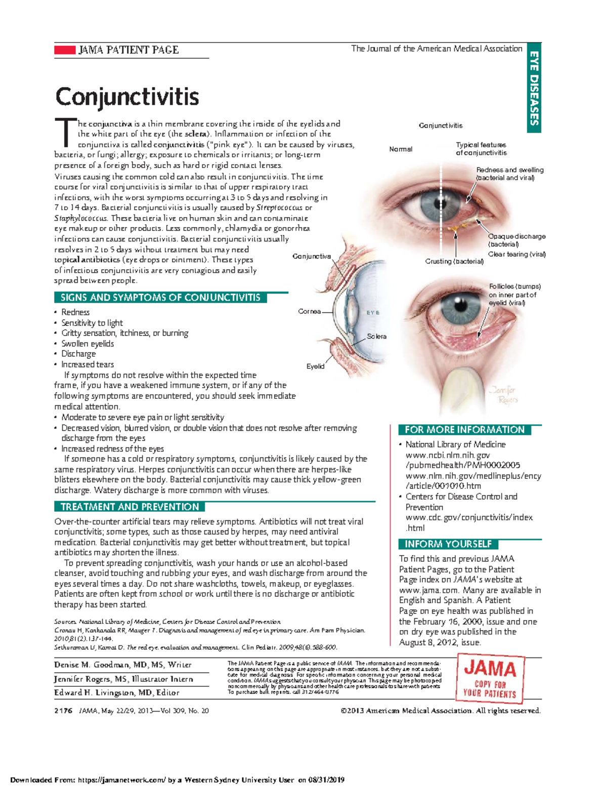 Conjunctivitis journal article - JAMA PATIENT PAGE Conjunctivitis ...