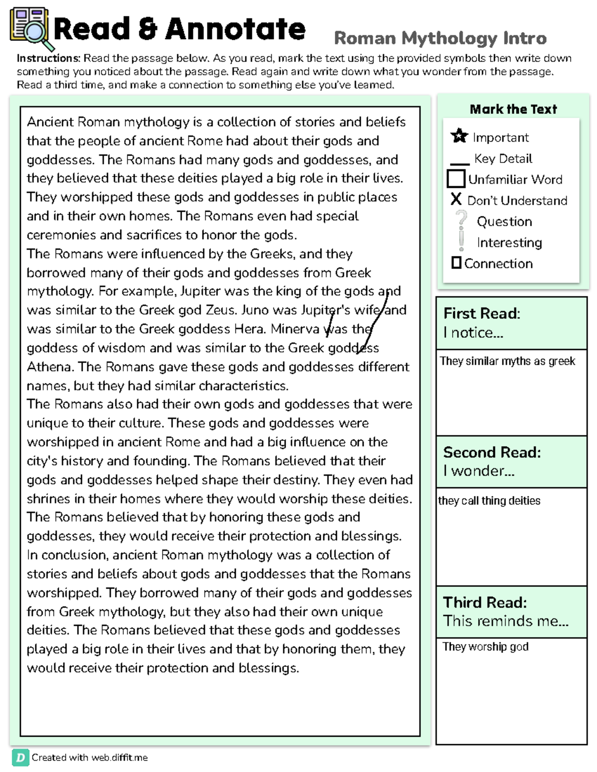 Annotated-Roman%20Mythology%20Intro - Read & Annotate Instructions: Read the passage below. As ...