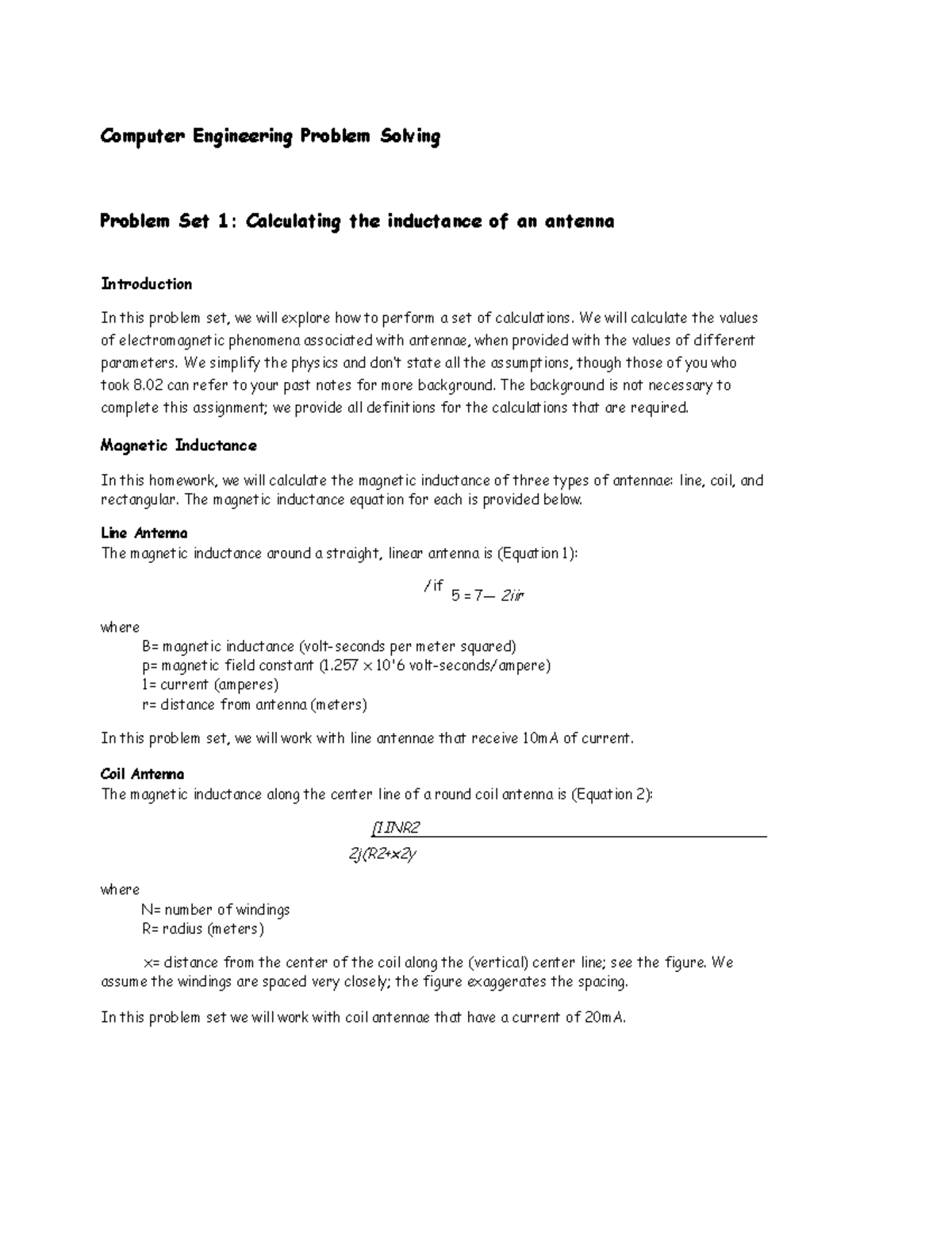 Computer Engineering Solving 1 Computer Engineering Problem Solving Problem Set 1 Calculating