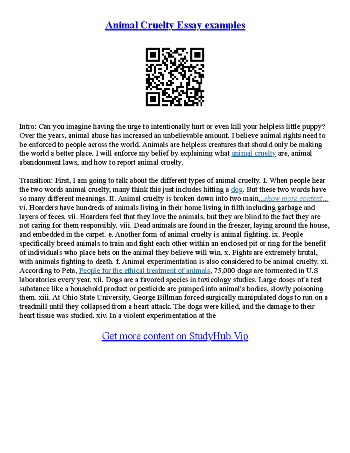 Animal Essay Animal Essay - Animal Cruelty Essay examples Intro: Can ...