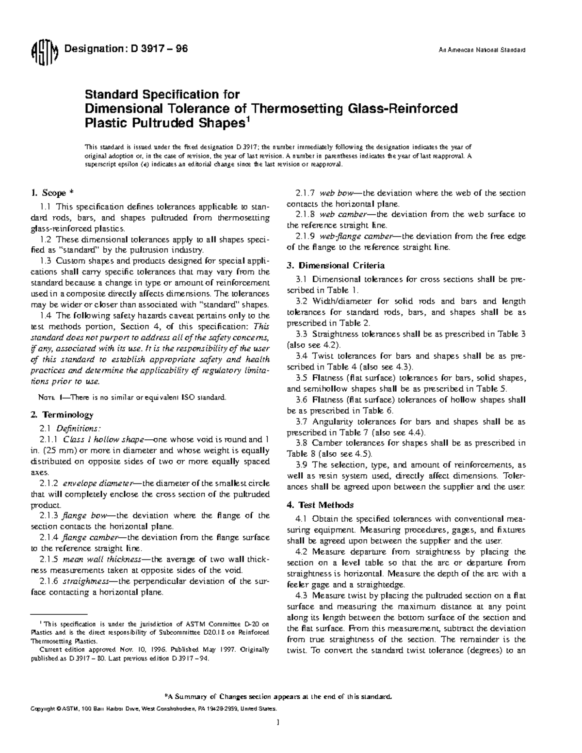 Astm-d3917 - Designation: D 3917 – 96 An American National Standard Standard Specification for ...