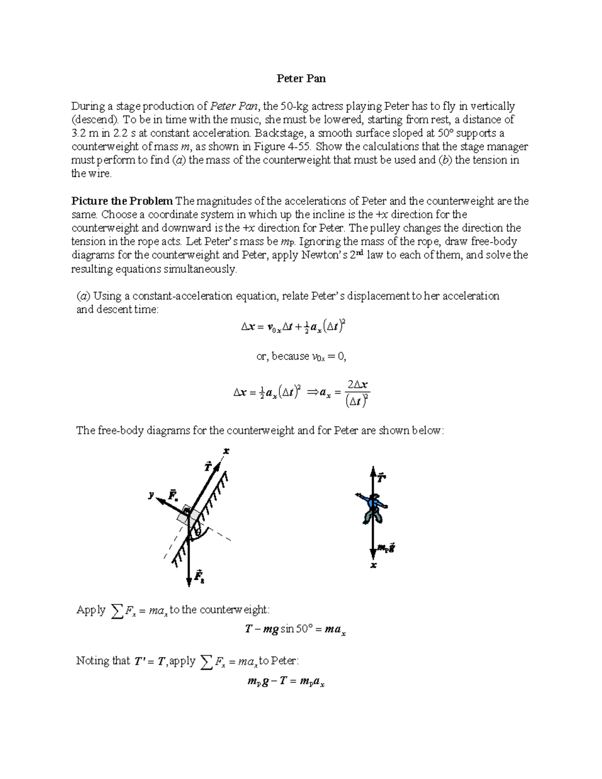 Physics peterpan problem - Peter Pan During a stage production of Peter ...
