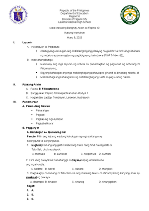 MALA - Lesson Plan - LAURETA NATIONAL HIGH SCHOOL San Miguel, Tagum ...