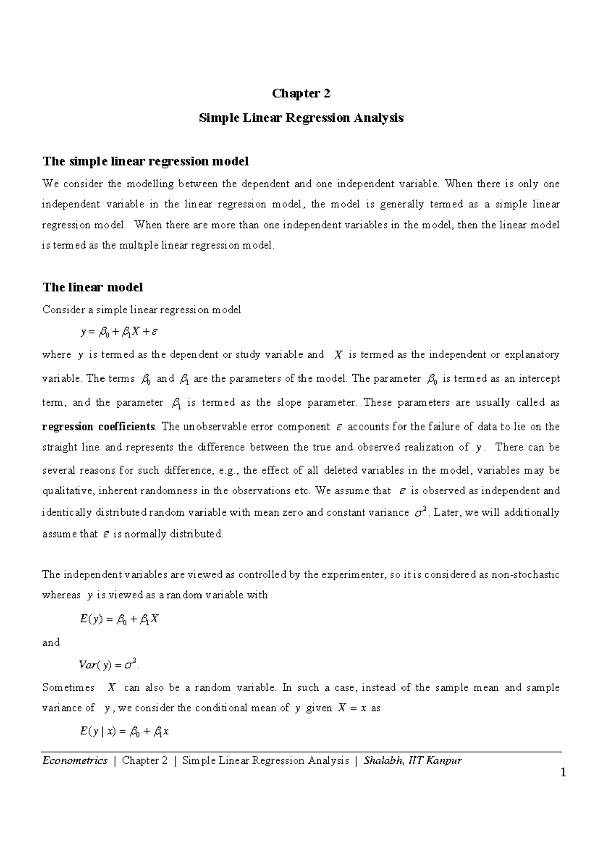 Simple Linear Regression Analysis - When there is only one independent ...