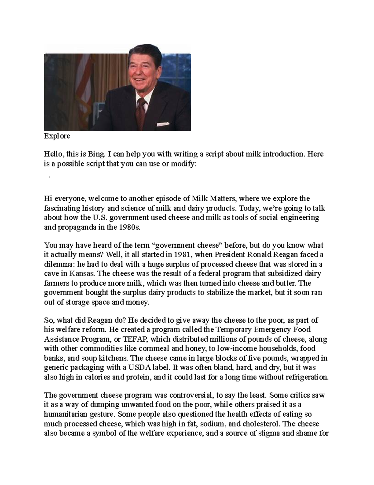 Research Sources Milk - cfyu - Explore Hello, this is Bing. I can help ...