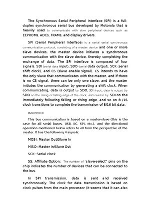 SPI communication method - It is a standard four-wire synchronous ...