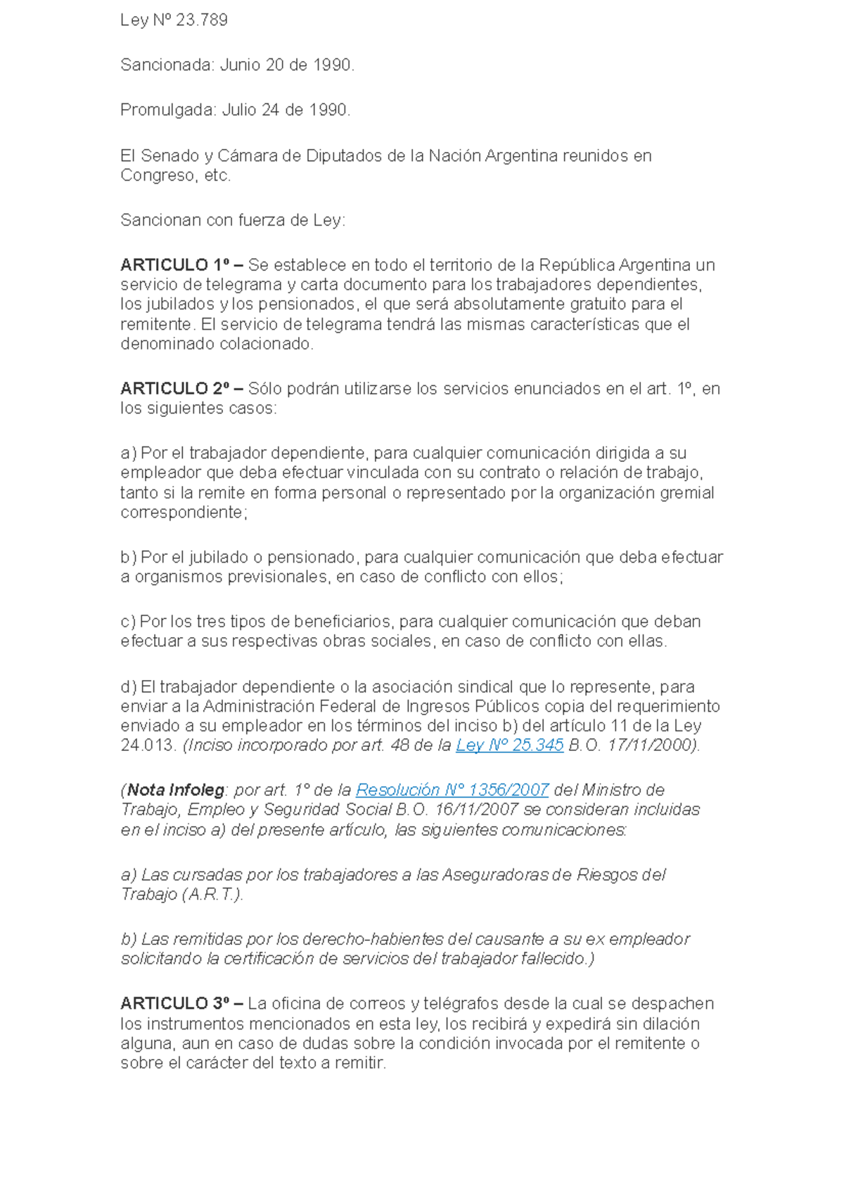 Ley 23789 - utututrt - Ley Nº 23. Sancionada: Junio 20 de 1990 ...
