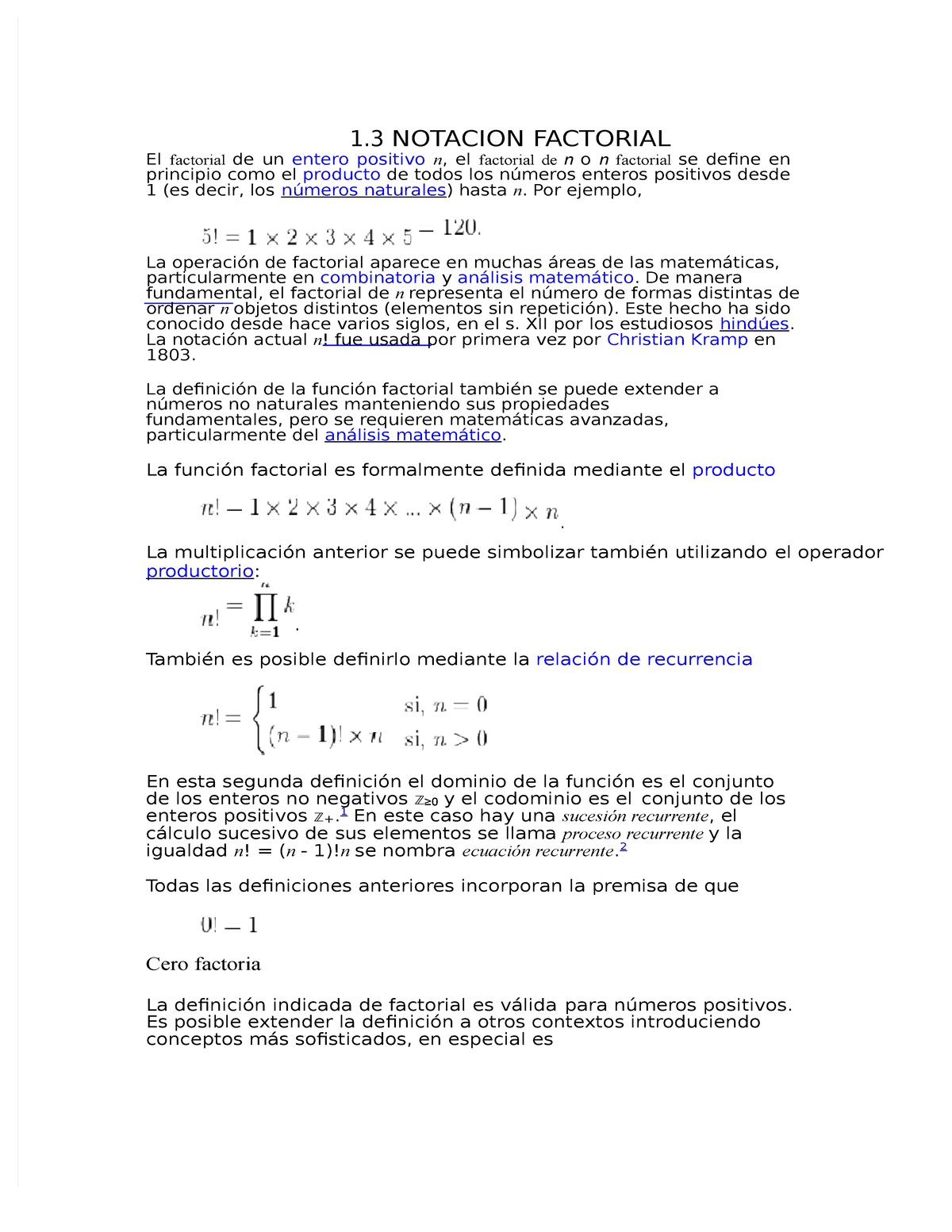 Pdf-notacion-factorial ejercicios resultados - . 1 NOTACION FACTORIAL ...