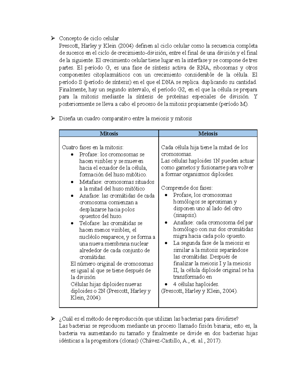 Act Unidad 4 - Concepto de ciclo celular Prescott, Harley y Klein (2004 ...