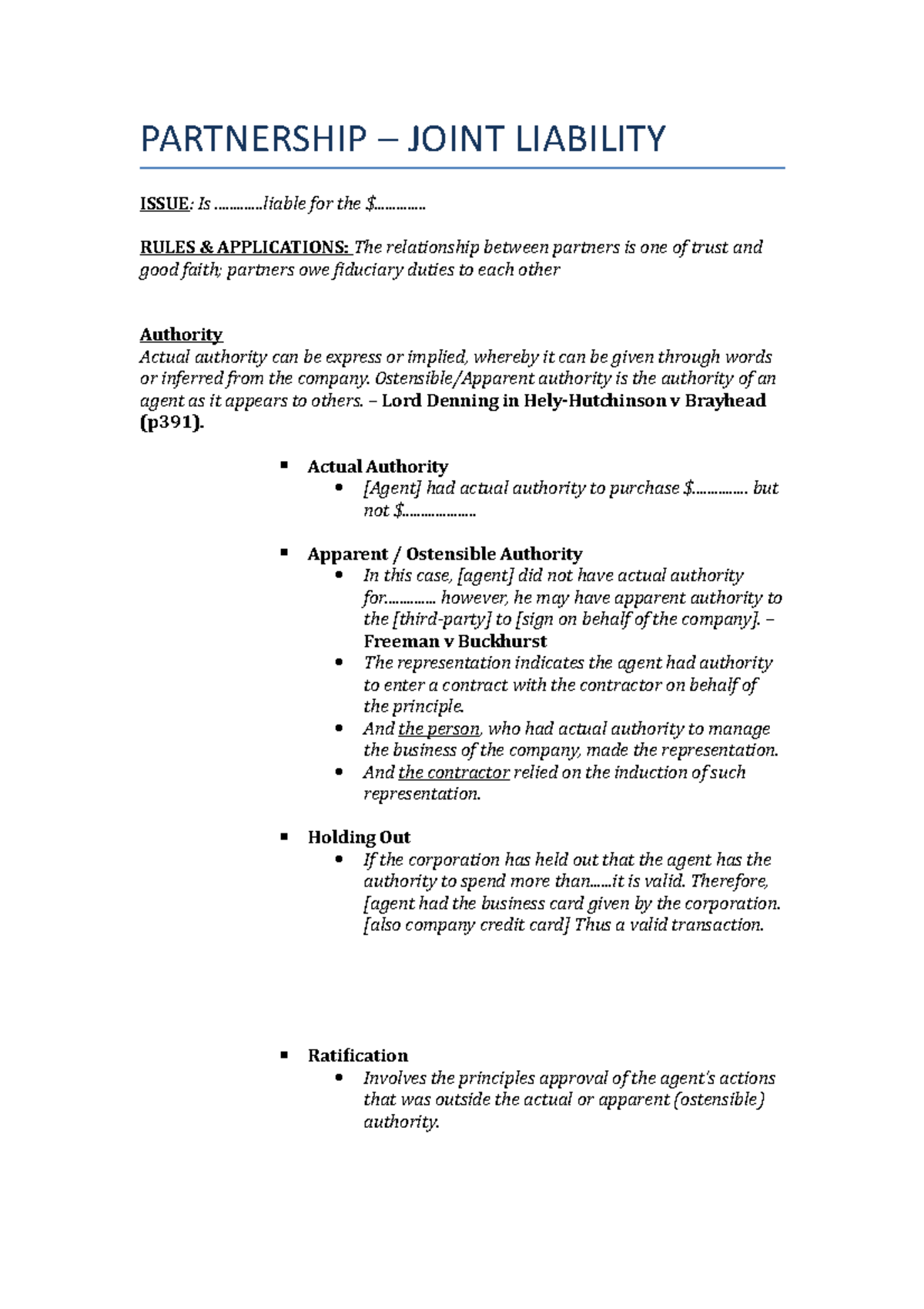 10. Partnership - Joint Liability - PARTNERSHIP – JOINT LIABILITY ISSUE ...