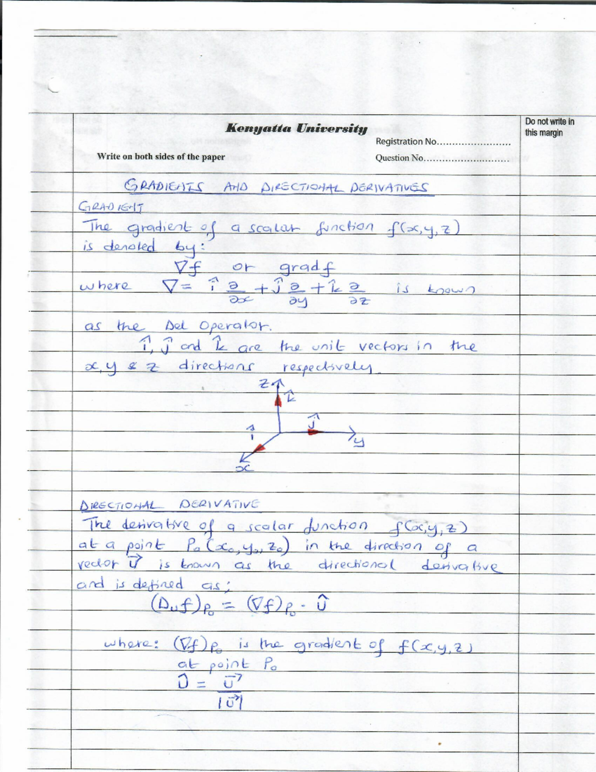 Gradient, Directional Derivative, Tangent Plane, Normal Line, Higher ...