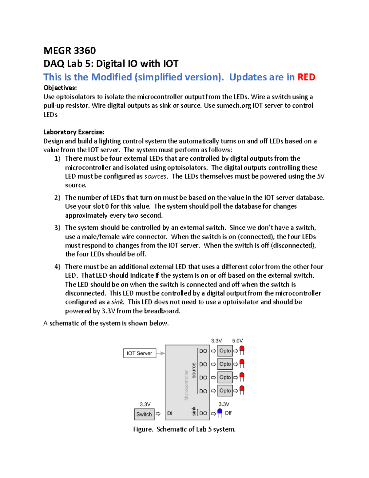 3360 DAQ Lab 5 - lab report solutions - MEGR 3360 DAQ Lab 5: Digital IO with IOT This is the ...