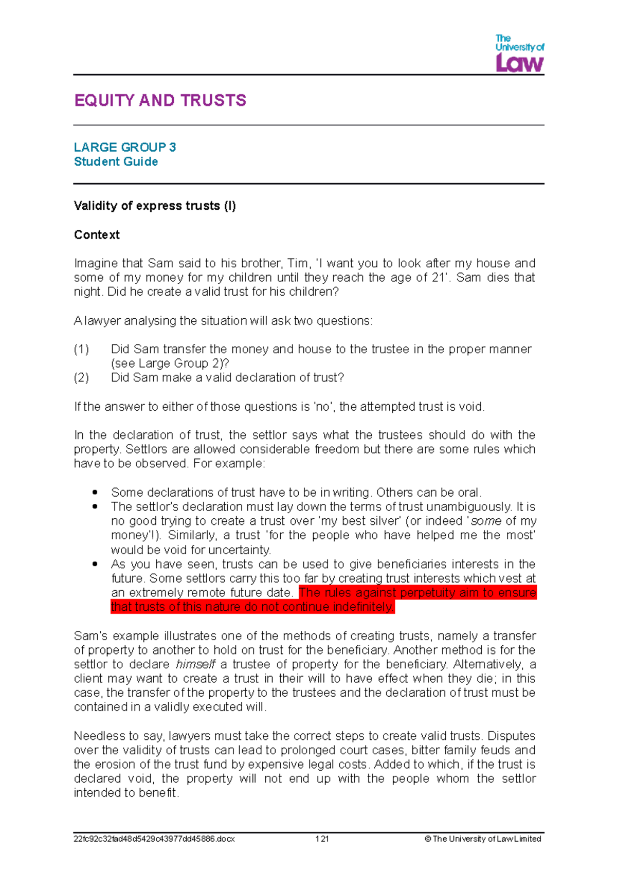 2223 eqtr lg03 ce1 student guide - EQUITY AND TRUSTS LARGE GROUP 3 Student Guide Validity of ...