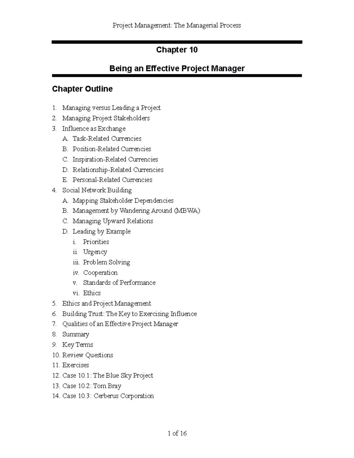 Project Management The Managerial Process Chap 10 Solution Manual ...