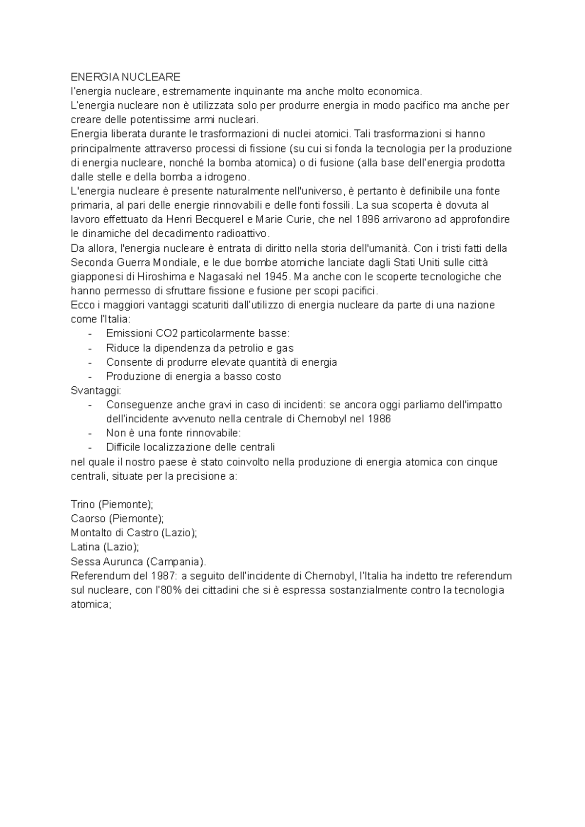 Energia nucleare - Spiegazione - ENERGIA NUCLEARE l’energia nucleare ...