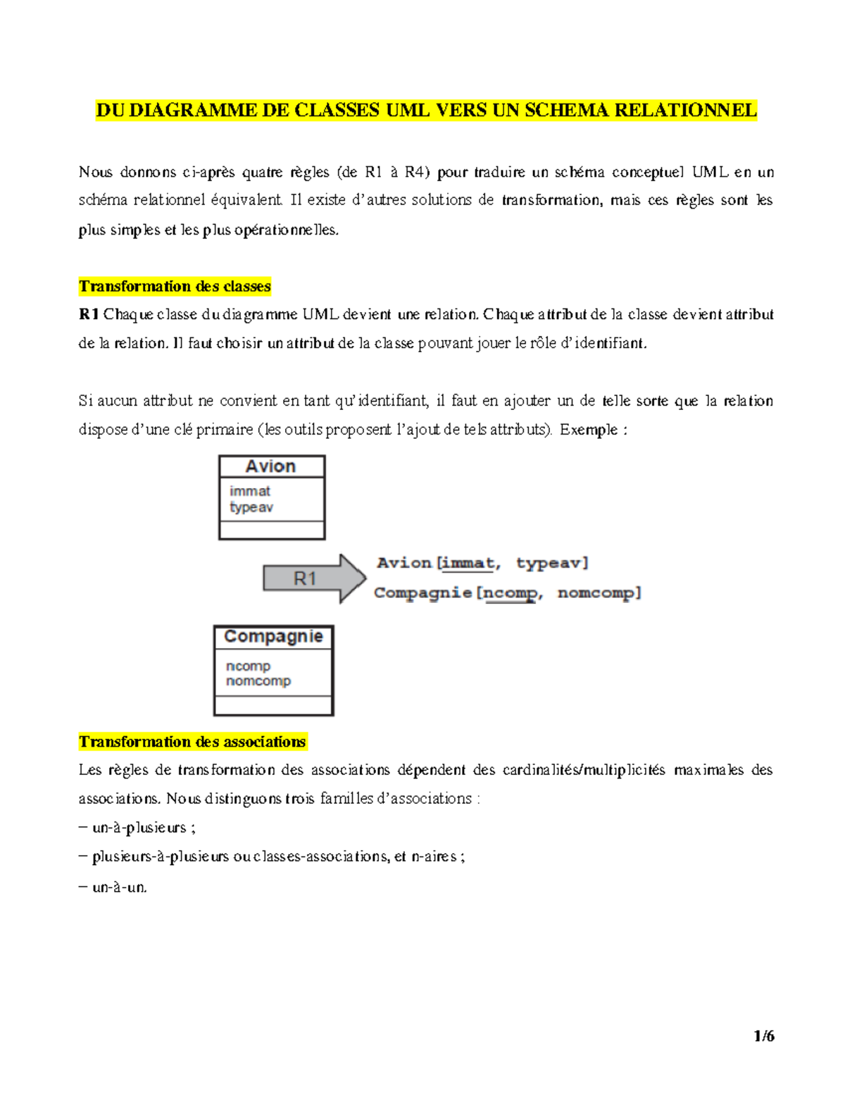 Diagramme De Clases Vers Schéma Relationnel Du Diagramme De Classes