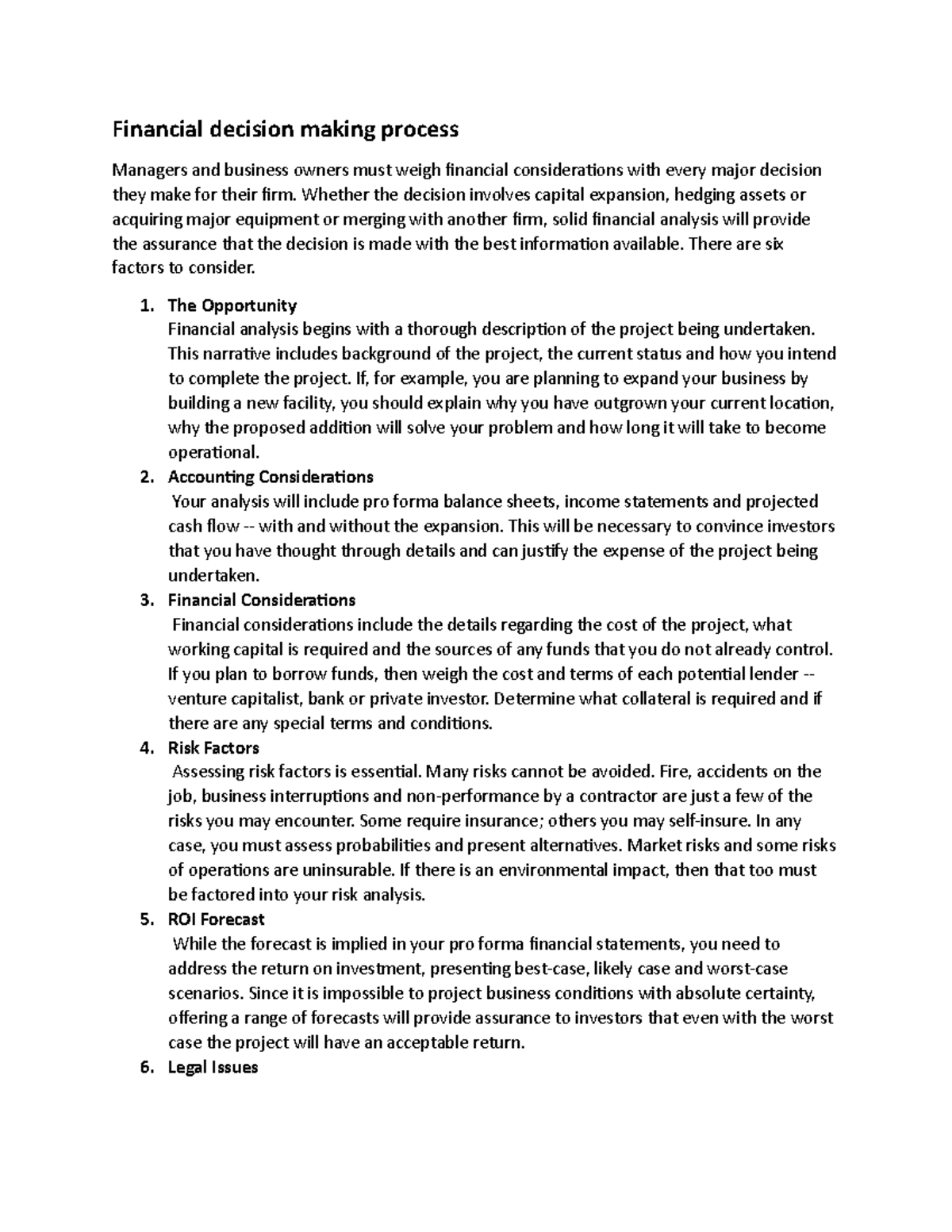Financial decision making process - Financial decision making process ...